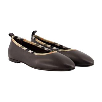 Burberry Womens Robin 05 Ballerinas - Burberry Leather Brown Lambskin Shoes Flat-Shoes