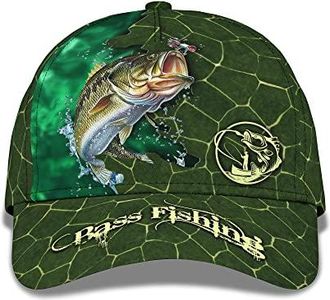 Generic Pêche À LAchigan À Grande Bouche, Impression 3D, Pêche À La Mouche Unisexe Chapeaux Pare-Soleil Protection Solaire Casquette De Baseball Anti-UV Strap