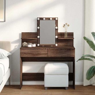 vidaXL Coiffeuse avec led ch&ecirc;ne marron 100x40x130 cm - Vidaxl