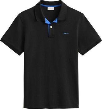 GANT Homme, Tops, Noir, Taille: XL Polo de Manga Corta Contrast Pique