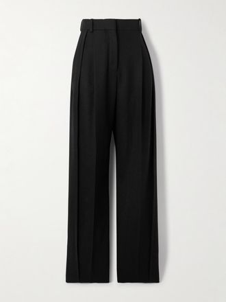 Lanvin Pantalon Fuselé En Laine À Plis - Noir