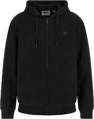Guess Homme, Sweatshirts et sweats à capuche, Noir, Taille: L Sweat à Capuche Noir avec Patch