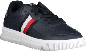 Tommy Hilfiger Leather with Striped Details Sneaker - Blue