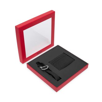 HUGO BOSS Kartenetui und Schl&uuml;sselanh&auml;nger Set HUGO GBHM Key Chain&C.Case 50573603 Schwarz