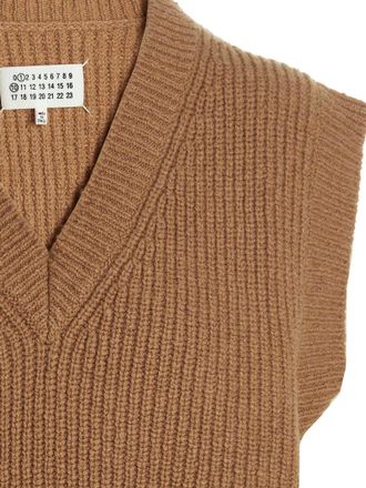 Maison Margiela Wool Blend Ribbed Vest - Camel