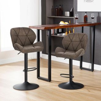 Woltu Barhocker 2er Set, Barstuhl H&ouml;henverstellbar, Bistrohocker mit R&uuml;ckenlehne, h&ouml;henverstellbar, 360&deg; Drehbar, Tresenhocker aus Kunstleder, belastbar