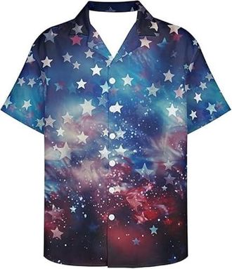 Keephen kewing Patriotique Drapeau USA Chemises Hommes/Femmes Aigle/Loup Impression 3D Chemise Hawaiienne Chemise &agrave; Boutons Cool Plage Vacances Col &agrave; Revers H