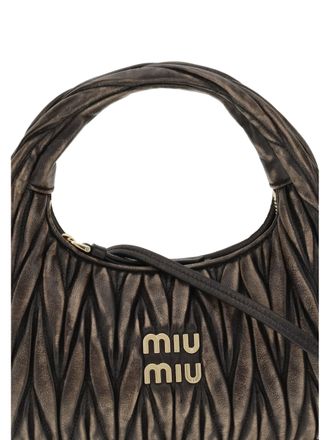 Miu Miu Womens Shoulder Bag Wander Quilted Leather Brown Lamb