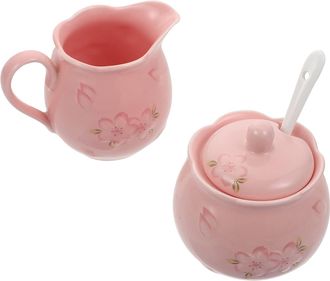 Hemoton 1satz Kerntyp Eingravierter Zuckergef&auml;&szlig; Mit Deckel Und Milchk&auml;nnchen F&uuml;r Zuhause Und Partys