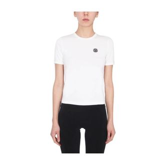 AMBUSH Ambush - T-shirt &agrave; col rond avec logo brod&eacute; - Femme - Tops - Blanc - Taille: 36 FR