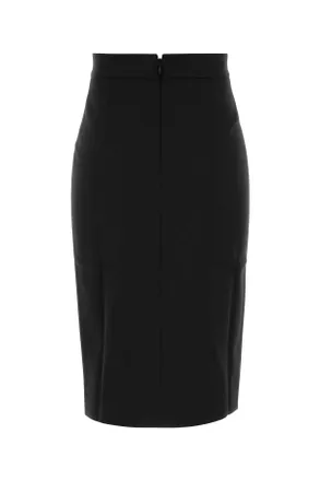 Andamane Womens Black Stretch Gabardine Skirt Gonne