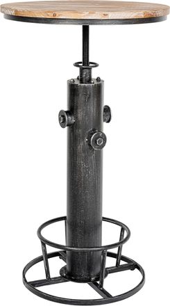 Clp Stehtisch Ruhr I Höhenverstellbarer Bartisch mit Fußablage I Tischgestell aus Metall und Tischplatte aus Kiefernholz, Farbe:antik Silber