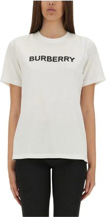 Burberry Femme, Tops, Blanc, Taille: 36 FR Logo Cotton T-shirt