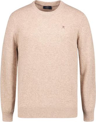 Hackett Herren Pullover beige Lammwolle unifarben
