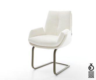 DELIFE Freischwinger Clea-Flex Boucl&eacute; Soft Beige Freischwinger flach Effektfinish Titan, Esszimmerst&uuml;hle