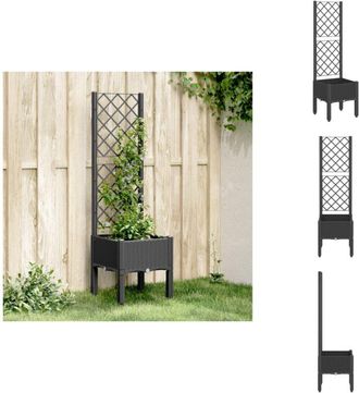 vidaXL Vidaxl - Jardini&egrave;re avec treillis noir 40x40x142 cm pp - Jardinier Noire - Pot Plante Grimpante - Jardini&egrave;re Ext&eacute;rieur - Pot En Plastique