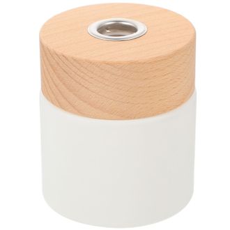 Angoily Glas Duftdiffusorflasche 100 ml Mattweiß mit Holzdeckel Nachfüllbar Aromadiffusor für Ätherische Öle Tischhalter und Raumduft Dekoration für Schlafzim