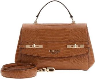 Guess sac à épaule bandoulière sac à main Melinda Top Handle Flap Bag Cognac brun