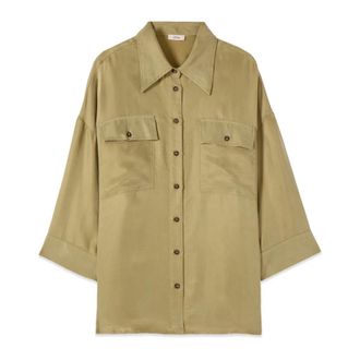 Oltre Oversize Cupro- und Viskose-Shirt - - Blouses & Shirts - Damen - Gr&uuml;n - L