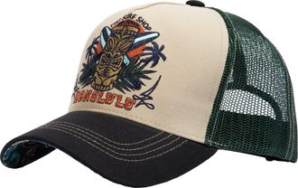 King Kerosin Herren Trucker Cap - Hawaiianischer Tiki Frontpatch - Rockabilly Mesh Cap - Snapback M&uuml;tze - Retro Vintage Design - Atmungsaktiv - Verstellbar - Baseb