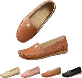 Generic Mocassins pour femme, chaussures orthop&eacute;diques &eacute;l&eacute;gantes en cuir pour femme, chaussures d&eacute;contract&eacute;es &agrave; enfiler, chaussures d&eacute;contract&eacute;es, marron, 39.