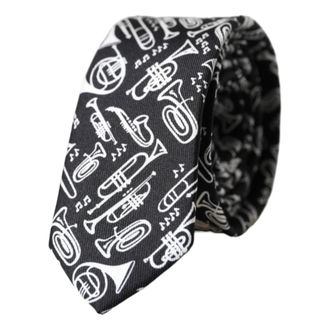 Dolce & Gabbana Schwarze Seidenkrawatte mit Trompetenmuster - - Accessories - Herren - Schwarzk - ONE SIZE
