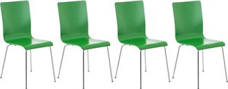 Clp 4er-Set Wartezimmerstuhl Pepe mit ergonomisch geformten Holzsitz und Metallgestell I 4X Konferenzstuhl erh&auml;ltlich, Farbe:gr&uuml;n