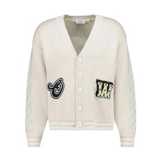 Off-white Cremefarbener Cardigan mit Sternen im Varsity-Stil - - Knitwear - Herren - Beige - S