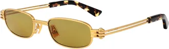 Bottega Veneta BV1381S Gold Metal Rectangle Sunglasses - Gold