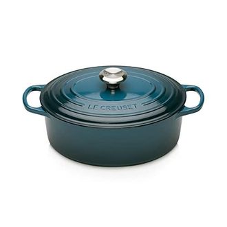 LE CREUSET Le Creuset Cocotte en Fonte Émaillée Signature avec Couvercle, 27 cm, Ovale, 4,1 L, 4,425 kg, Deep Teal, 21178276422430