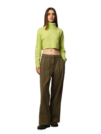 Only Damen Onlrio Life Ls Cable Rollneck KNT Pullover, Celery Green/Detail:Melange, 46