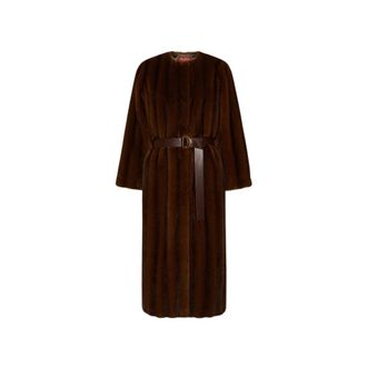 Max Mara Langer Mantel mit G&uuml;rtel - - Coats - Damen - Braun - M