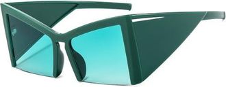 Generic Lunettes de soleil semi-monture pour homme et femme - Style rétro surdimensionné - UV400, Vert., Taille unique