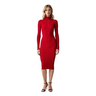 Elisabetta Franchi Robe midi moulante - Femme - Robes - Rouge - Taille: 36 FR