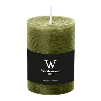 Wiedemann durchgefärbte Stumpenkerzen (H x Ø) 100 x 68 mm, Farbe Olive, mit ASF zum Abbrandschutz, Wiedemann Marble Kerzen, Advent, Adventskranz, Weihnachten, D