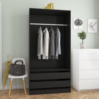 vidaXL Vidaxl - Armadio Nero 100x50x200 Cm In Legno Multistrato
