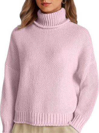 Generic Pull Femme Chic Et Elegant Haut Grande Fashion Cachemire Long Blanc V&ecirc;tements Taille WomenS Femmes Noir Sweaters Pulls, Gilets Et Sweats Col Roul&eacute; Lai