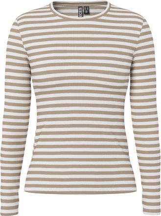 Pieces Damen T-Shirt,Silver Mink/Stripes:Cloud Dancer,XS