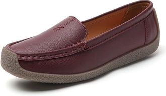 Generic Mocassins minimalistes à bout rond pour femme - Chaussures plates décontractées et confortables - Semelle souple - Légères à enfiler, rouge vin, 37.5 