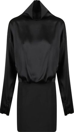Dondup Femme, Robes, Noir, Taille: 38 FR Robe Courte en Satin