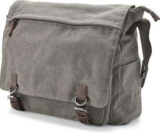 Trendhim Lucleon by Sac Messenger Homme en Toile R&eacute;sistante Gris M&eacute;tallis&eacute; | Sacoche Bandouli&egrave;re avec Compartiment Ordinateur et D&eacute;tails en Cuir | Sac Casual S