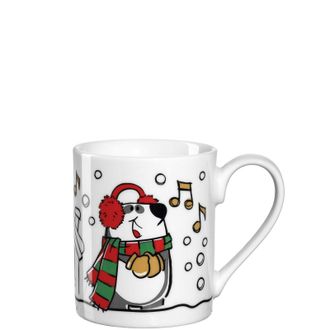 Leonardo Leonardo Bambini Porzellan-Tasse Weihnachten 1 Stück, Kinder-Tasse mit Winter Panda-Motiv, spülmaschinengeeigneter Tee-Henkelbecher 215 ml 024962