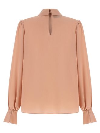 Valentino Garavani Cr&ecirc;pe with Bow Neckline Blouse - Beige