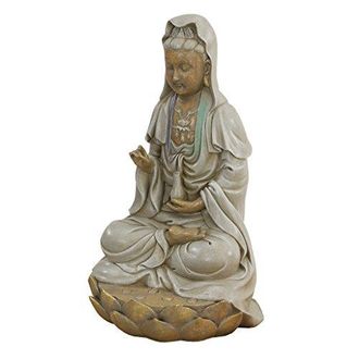 Design Toscano G&ouml;ttin Guan Yin auf einer Lotusblume sitzend