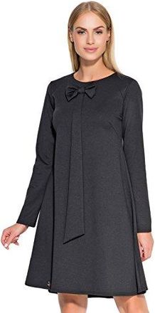 Makadamia Robe tunique ample et fluide à col rond pour femme - Coupe ample - FA520, Noir, 38