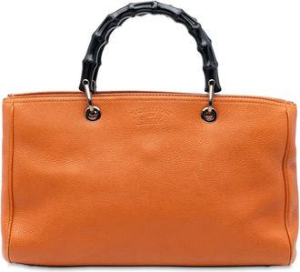 Gucci 2016-2025 mittelgroße Bamboo Stachel-Tasche aus Kalbsleder - Orange