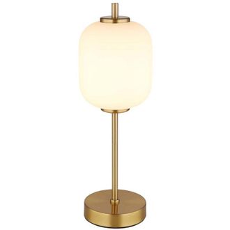 Globo Lighting Gro&szlig;e led Retro Tischleuchte ewald aus Metall in Messing & Opalglas, H&ouml;he 40cm