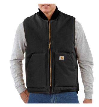 Carhartt Work in Progress Herren, Lockere, isolierte Weste aus festem Segelleinen mit geripptem Kragen, Schwarz, XXL