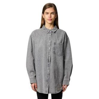 Pieces Pieces Pcmaisie Ls Shirt Noos BC Chemise en Jean, Gris Denim, XL Femmes