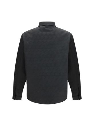 Fendi Mens Ff Jacquard Nylon Shirt Nero Polyester Jacket